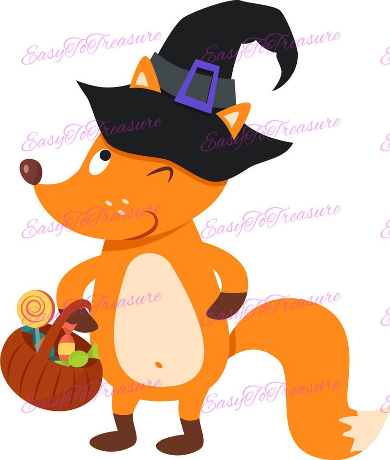 Digital Download Clipart – Halloween Fox Witch Costume JPEG and PNG ...