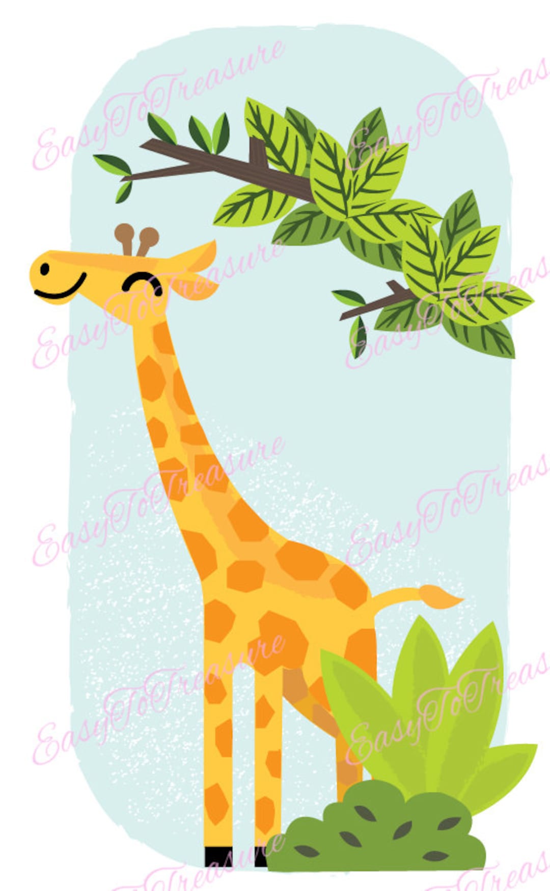 Digital Download Clipart – Tall Giraffe With Tree Branch JPEG and PNG ...