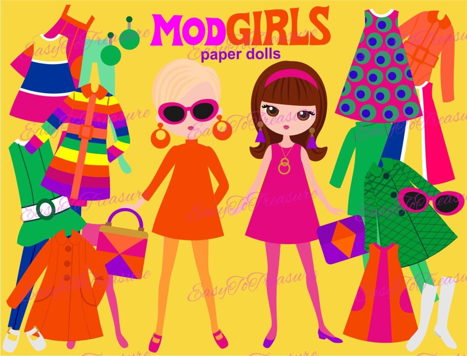 Paper Doll do druku, mod ubrania clipart, Dziewczyna clip art, papier ...