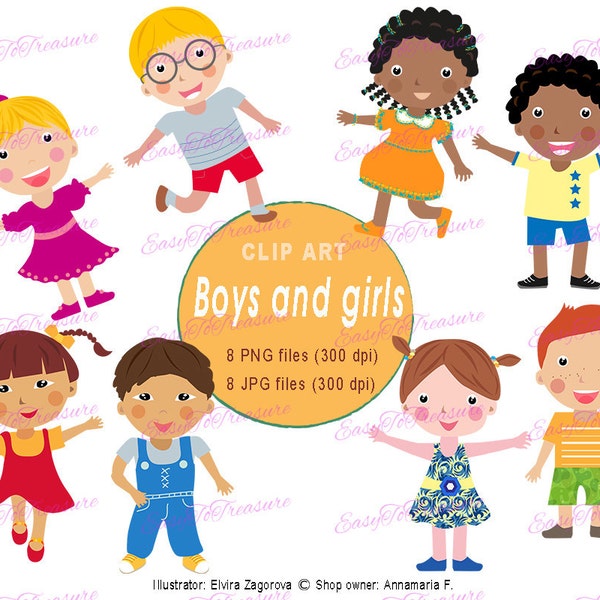 Multicultural Children Clipart - Etsy
