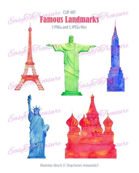 Digital Download Clipart Variety of 5 Famous Landmark | Etsy