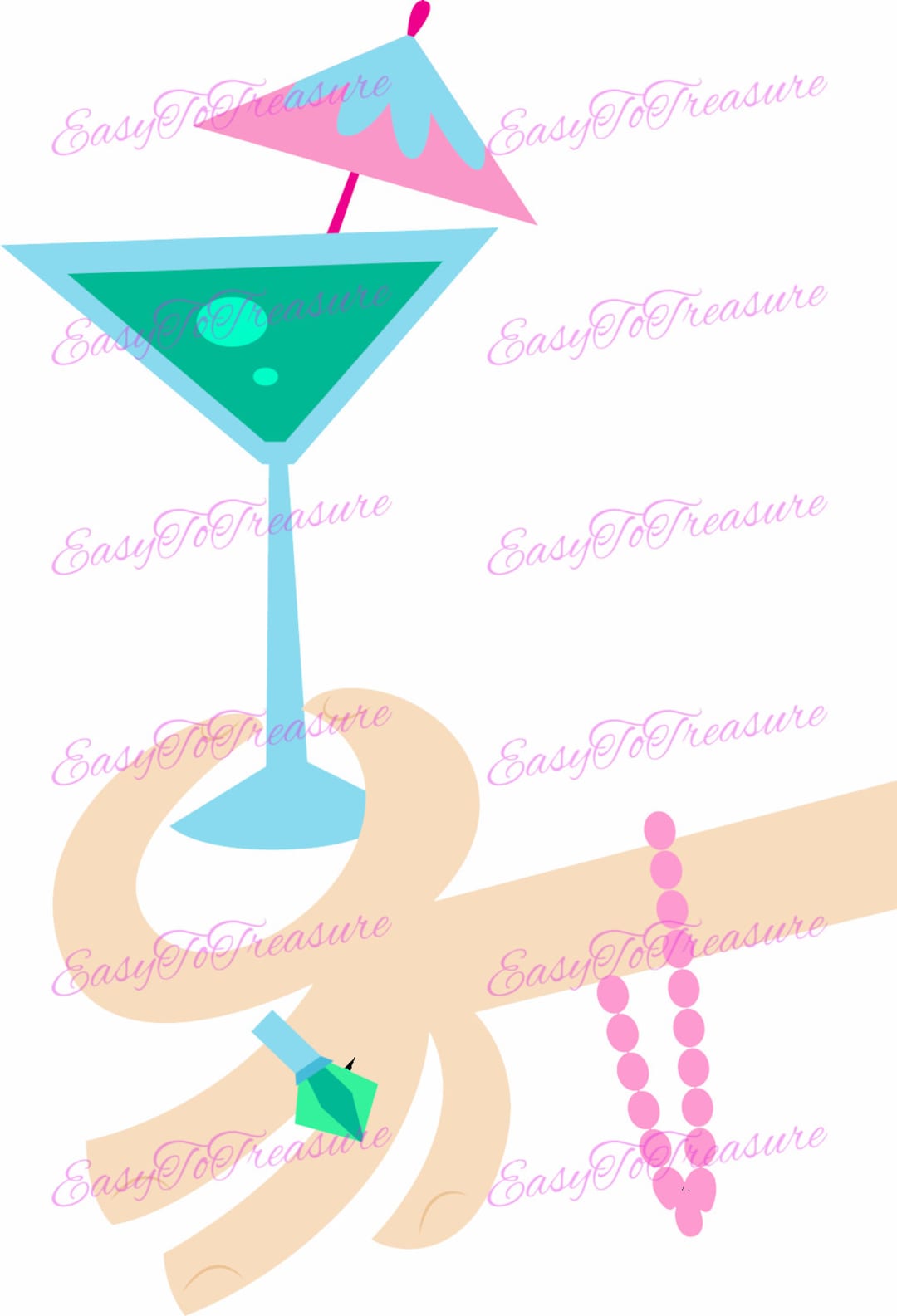Digital Download Clipart – Happy Hour Cocktail Drink With Hand 8 ...