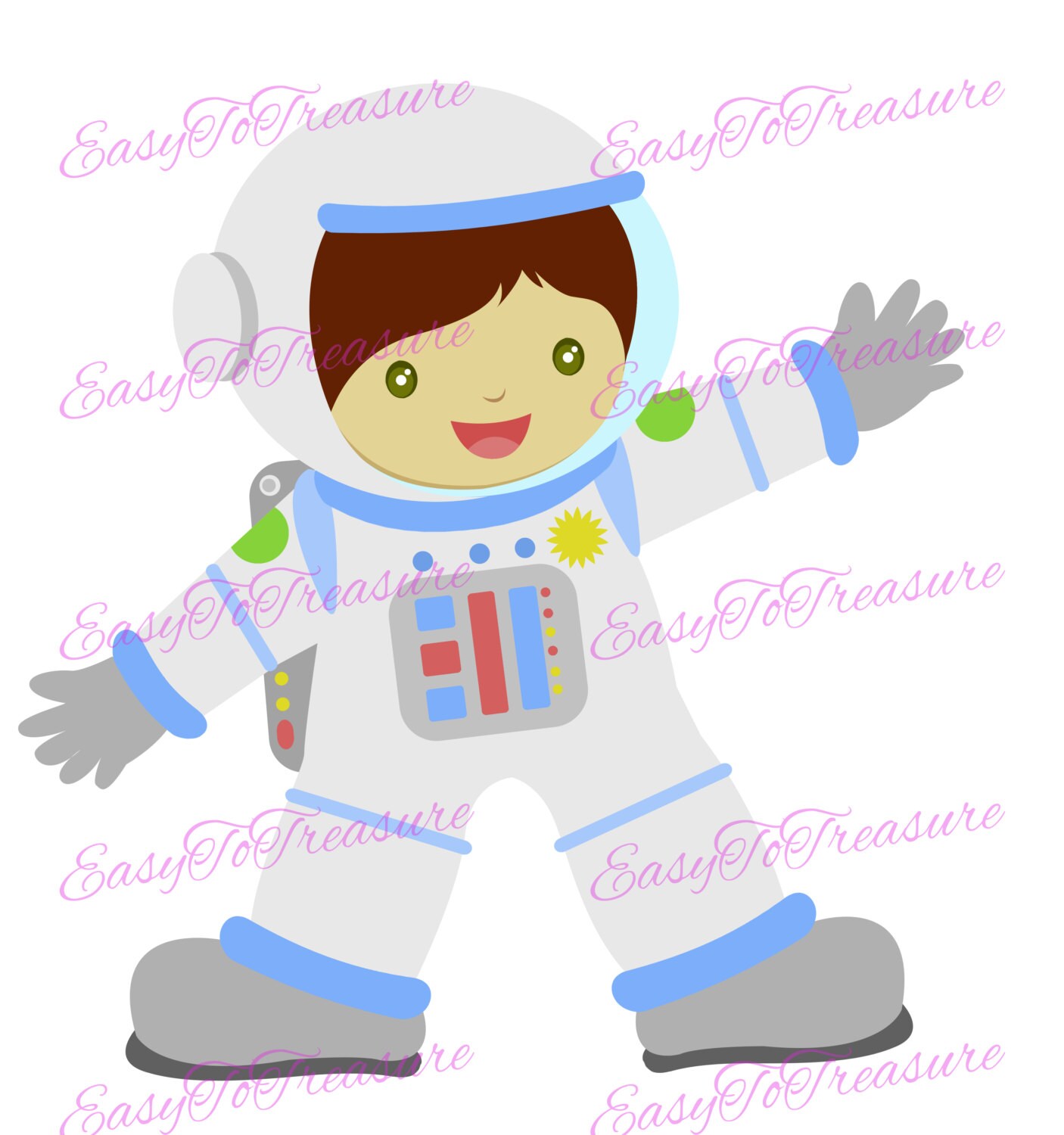 Digital Download Clipart – Boy Astronaut and Outer Space JPEG and PNG ...