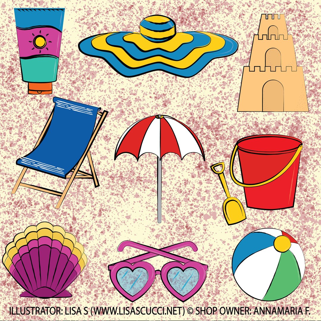 Digital Download Clip Art--fun at the Beach--summertime! - Etsy