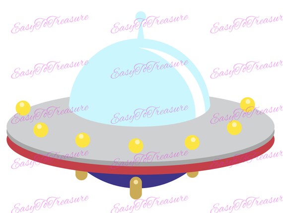 Digital Download Clipart UFO Alien Spaceship and Outer Space | Etsy