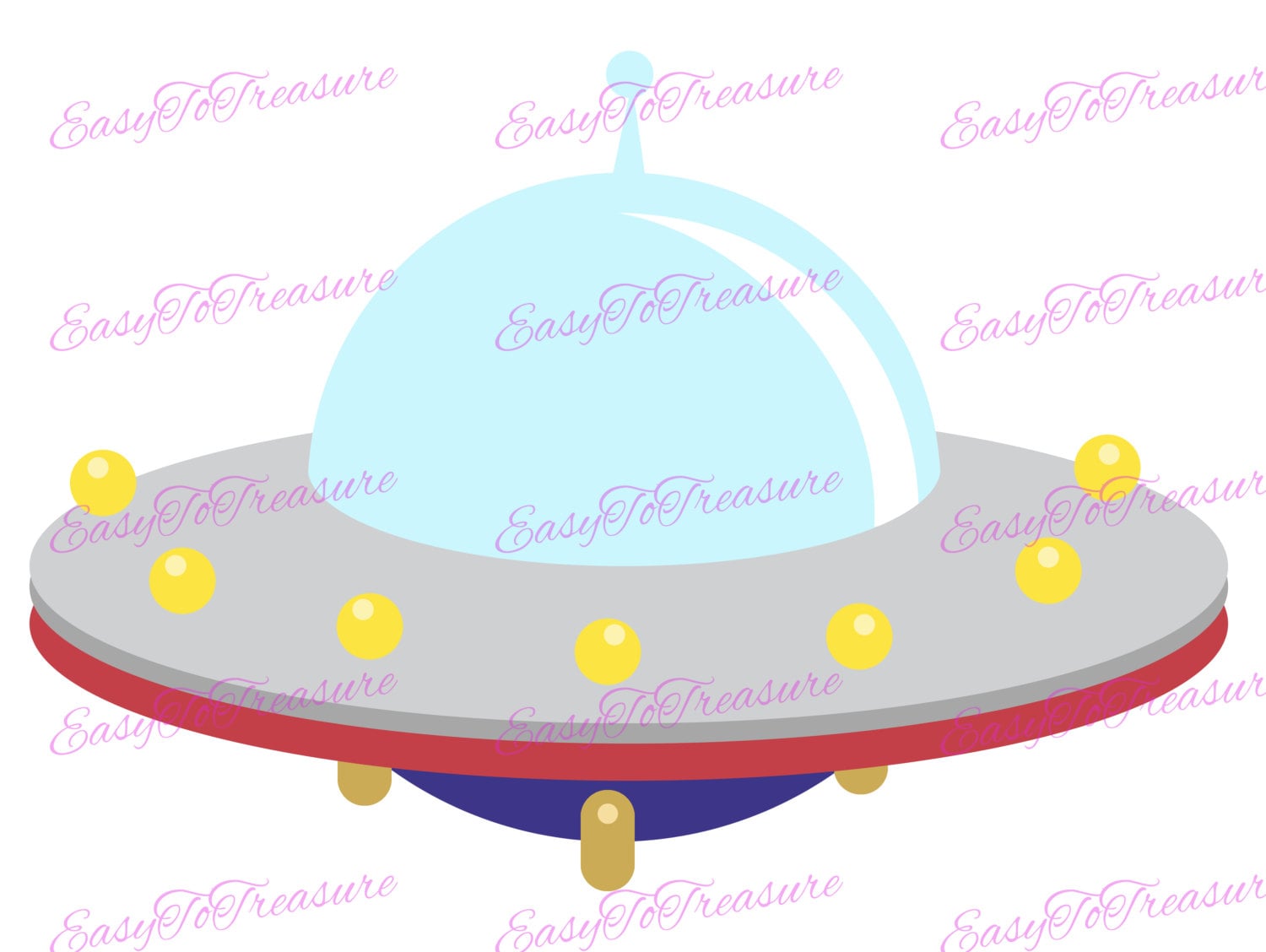 Digital Download Clipart – UFO Alien Spaceship and Outer Space JPEG and ...