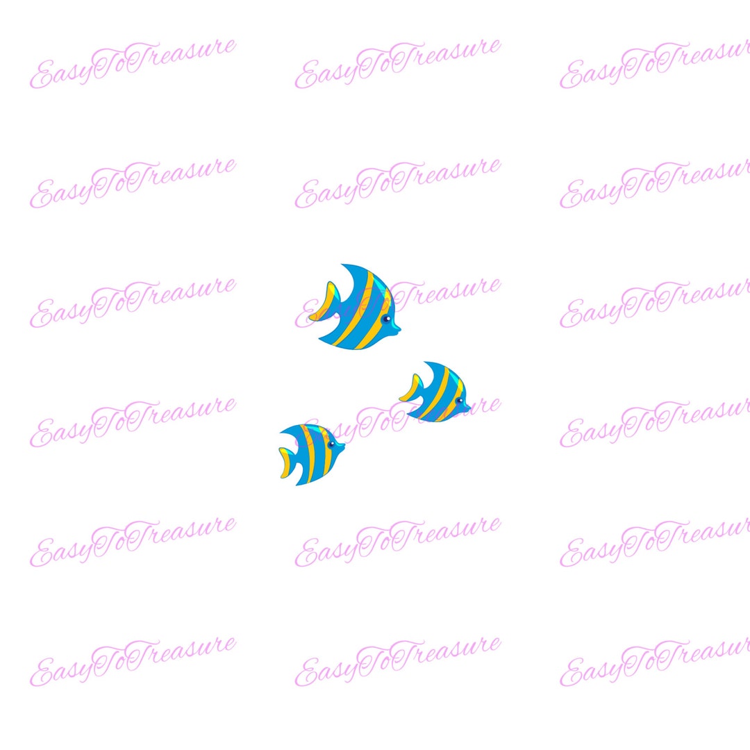 Digital Download Clipart – Blue and Yellow Angel Fish JPEG and PNG ...