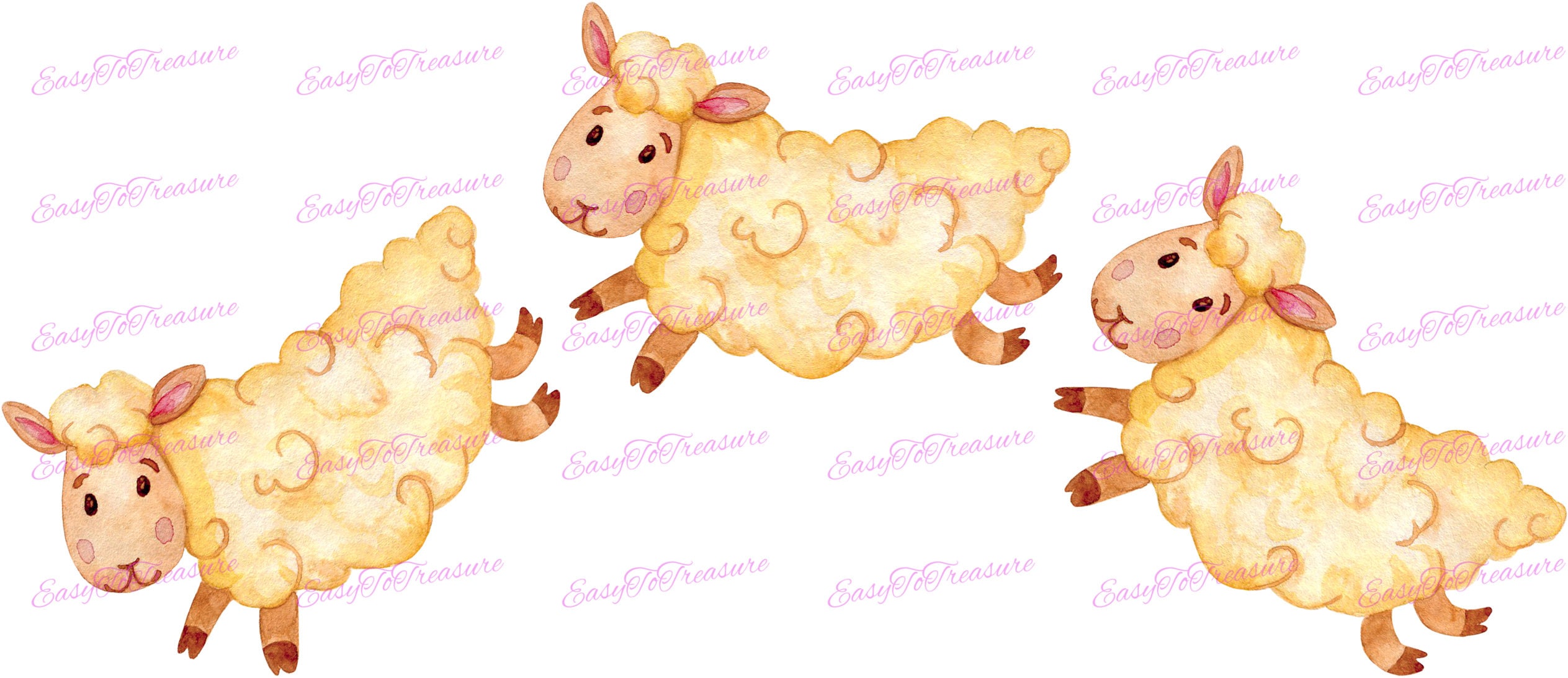 Digital Download Clipart – Sleepytime Three Dancing Sheep Lamb JPEG and ...