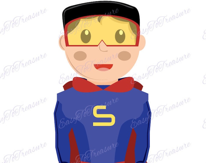 Super Hero Boy Digital Clipart Set SVG PNG Download Cute Super Boy Pop ...