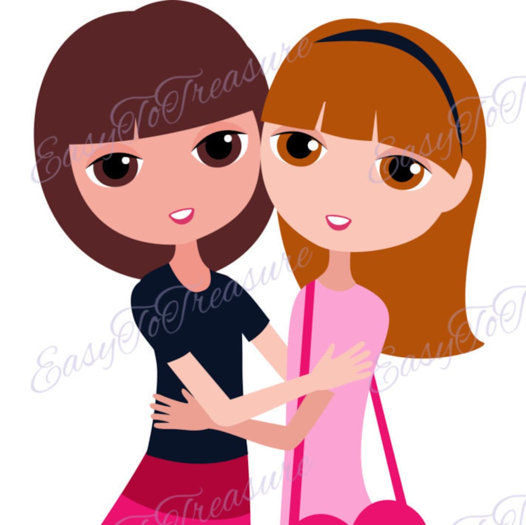 Digital Download Clipart – Valentine Clipart Girl Friends JPEG and PNG ...