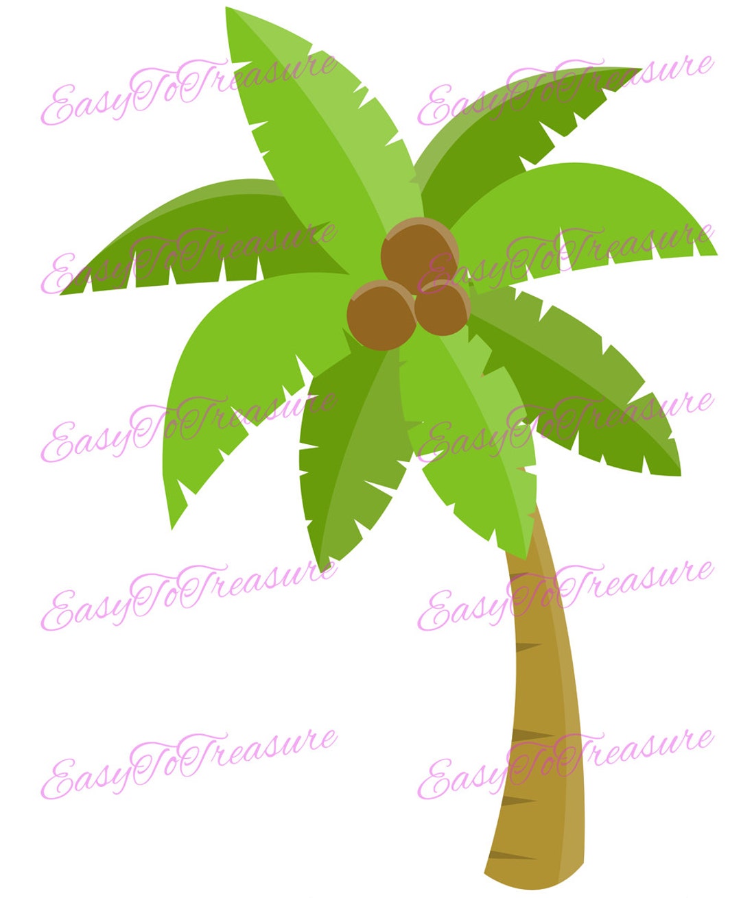 Coconut Tree Clipart, Palm Tree Clip Art, Hawaiian Luau Decor, Tropical ...