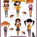 Digital Download Clipart – Variety of 7 Fall Autumn Girls 3 JPEG and ...