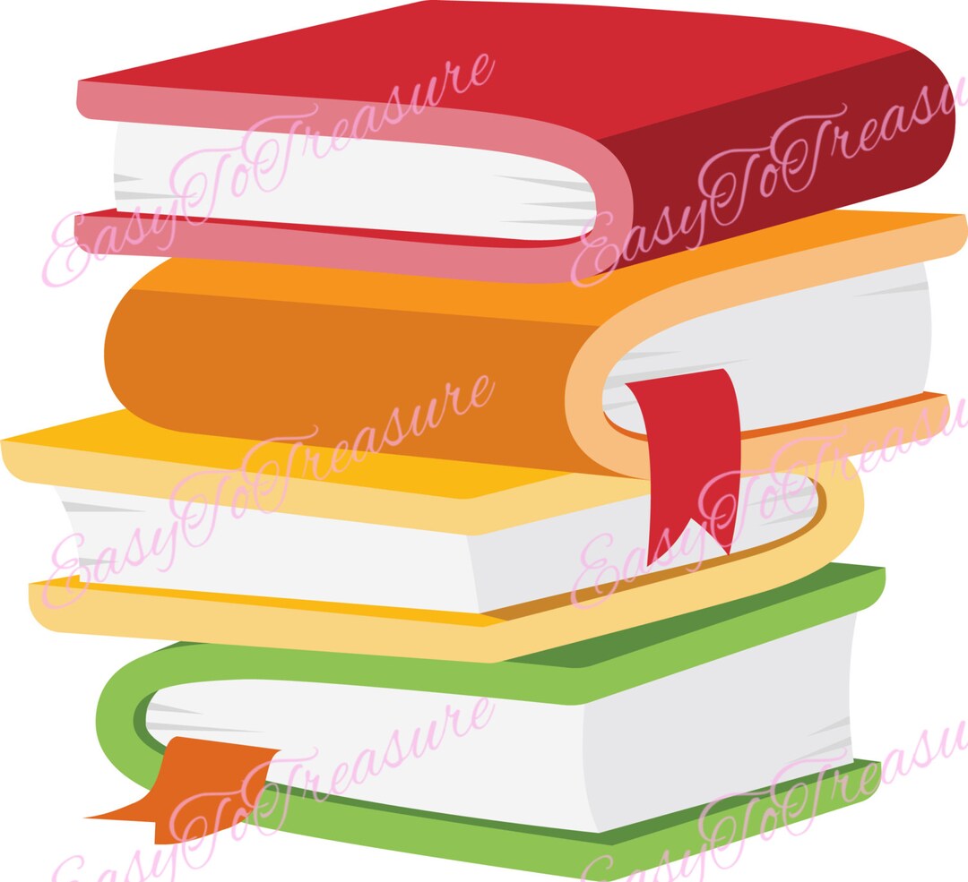 Stack of Books Clipart, Textbooks Clipart, Clip Art for School, Instant ...