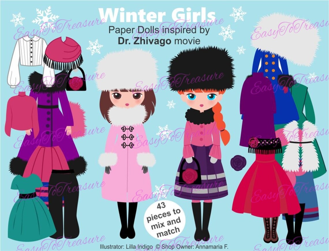 Paper Dolls Download, Girl Clip Art, Winter Clothes, Paper Doll Clipart ...