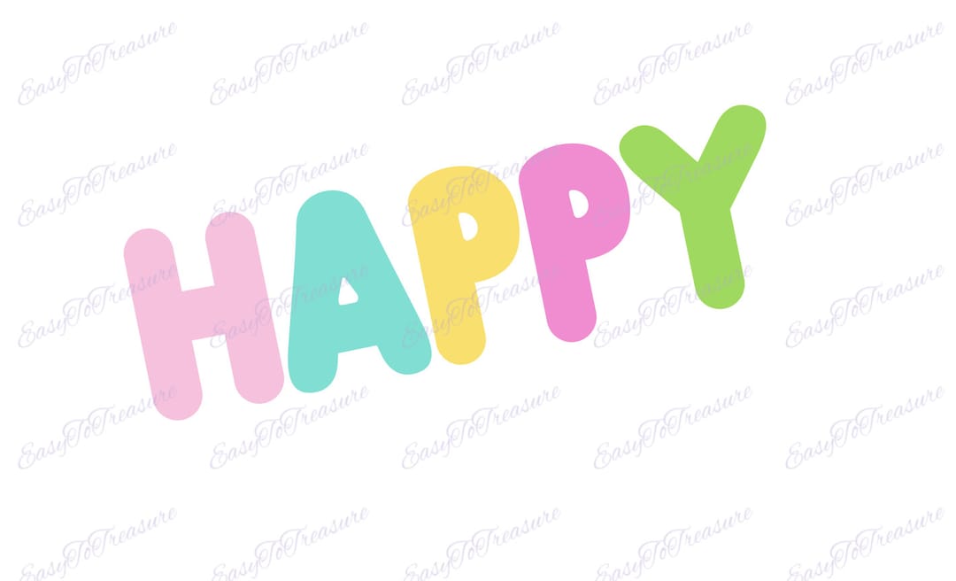 Digital Download Clipart – Colorful Happy Text JPEG and PNG Files - Etsy