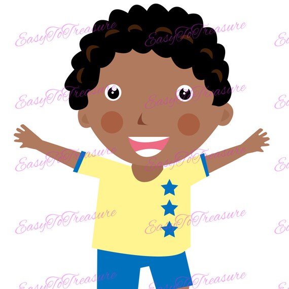 Digital Download Clipart African American Boy JPEG and PNG - Etsy