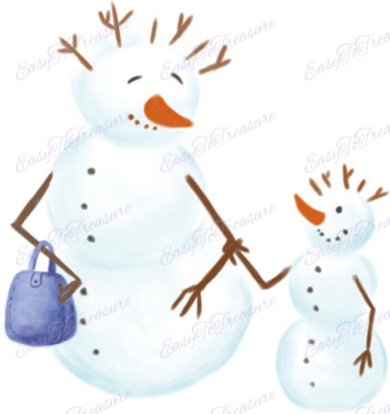 Digital Download Clipart Mom Snowman With Child Kid Snowman | Etsy