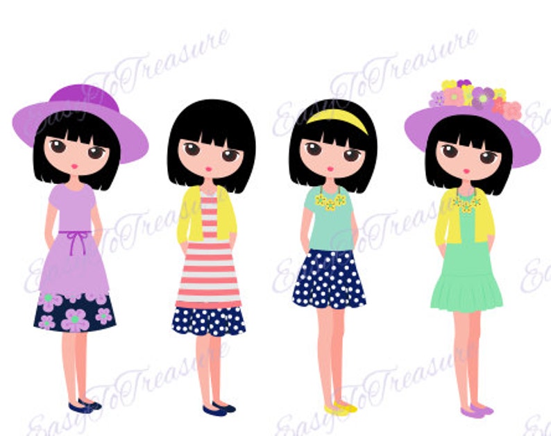 Printable Paper Doll, Fashion Clipart, Girl Clipart, Paper Doll Clipart ...