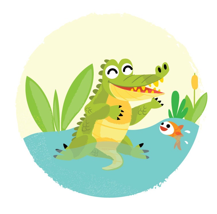 Digital Download Clipart Alligator Crocodile Fish Pond JPEG - Etsy