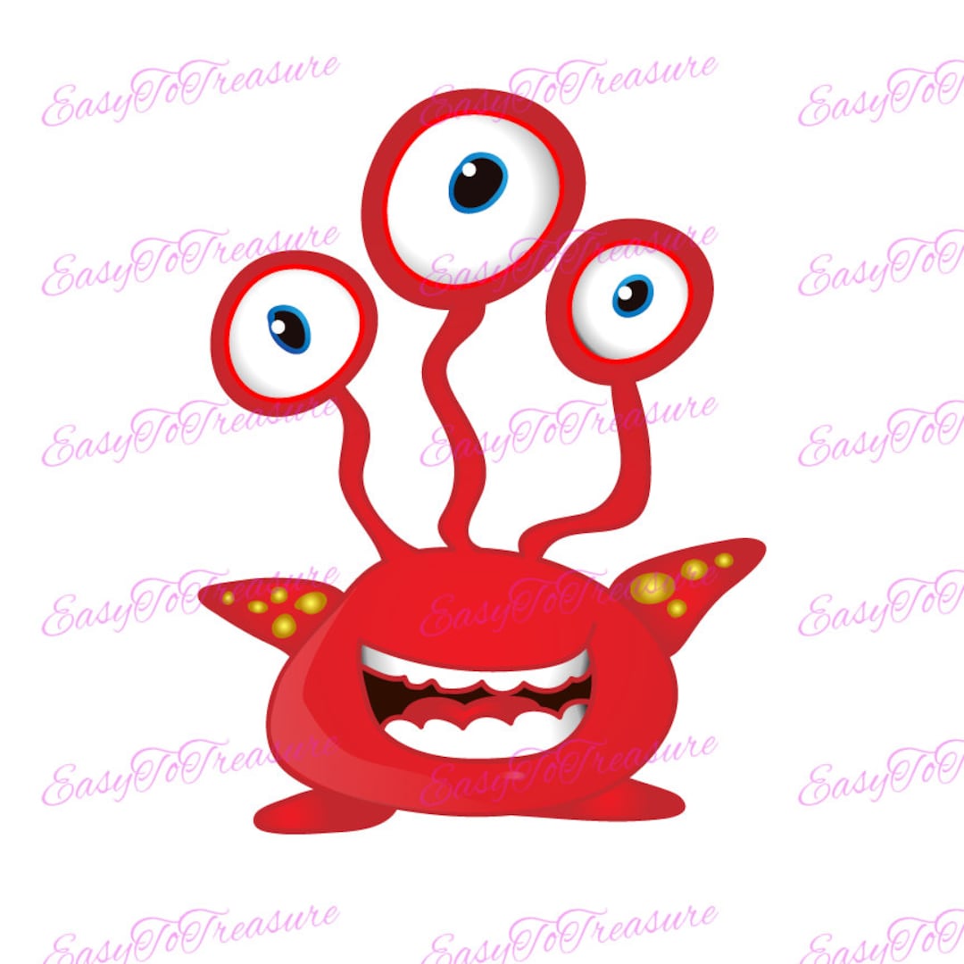 Digital Download Clipart – Red Three Eyed Alien JPEG and PNG Files - Etsy