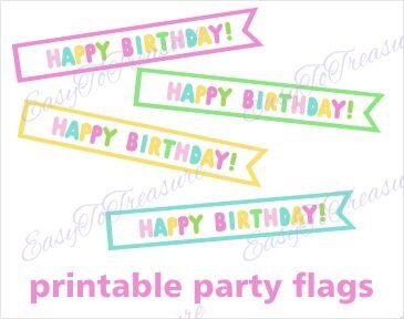 Digital Download Clipart – Happy Birthday PRINTABLE Straw Flags, Party ...