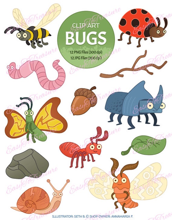 Digital Download Clipart Variety of 12 Bug Insect Designs in | Etsy