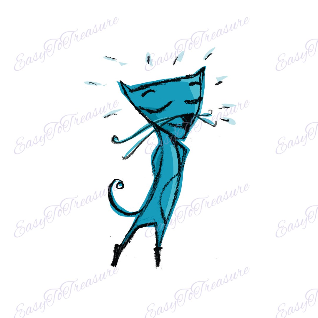 Digital Download Clipart – Blue Cat Standing JPEG and PNG Files - Etsy