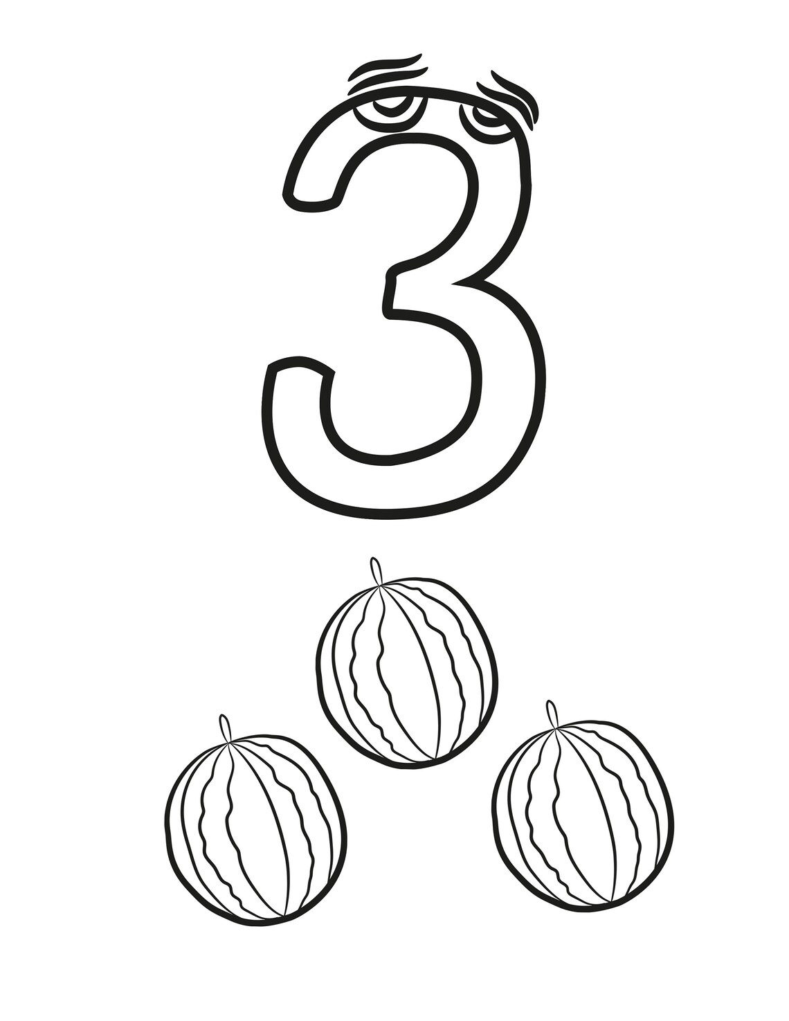 Coloring Sheet and Downloadable Clip Art Cartoon Numbers | Etsy