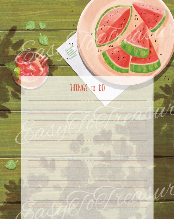 Digital Download Summer Watermelon Snacks Printable DIY July | Etsy