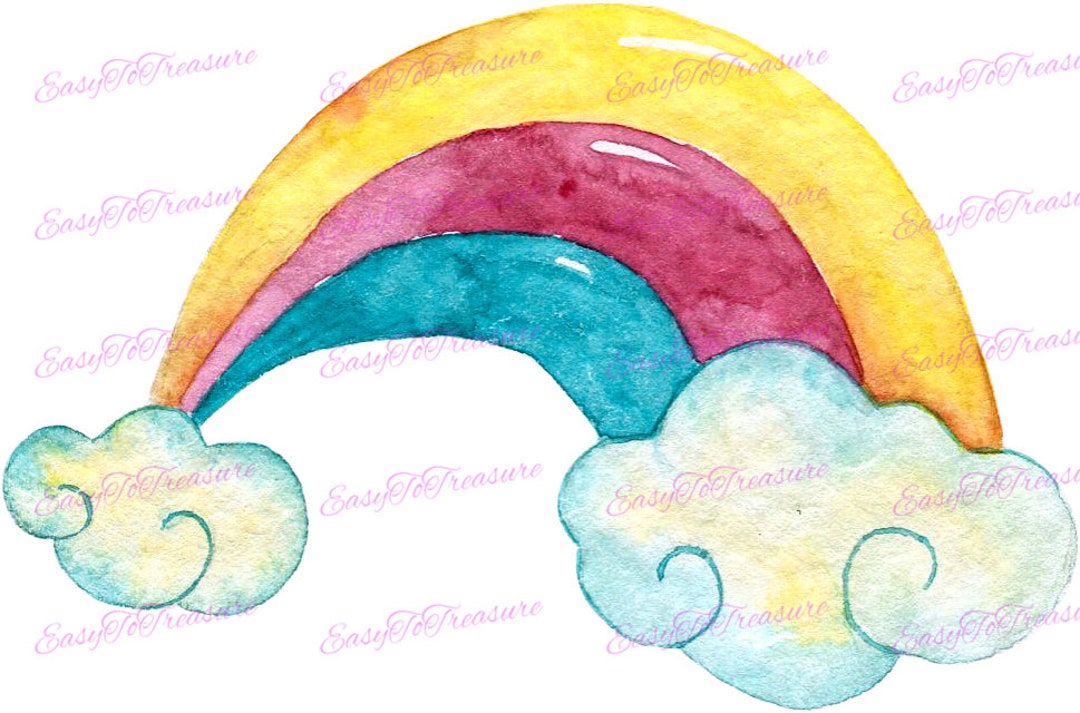 Digital Download Clipart – Rainbow Clouds JPEG and PNG Files - Etsy