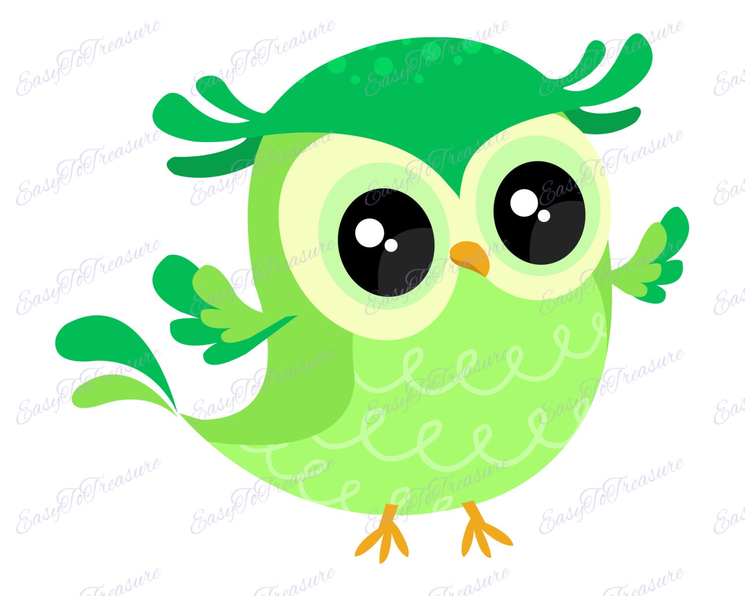 Green Owls Clipart