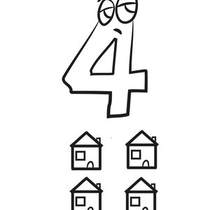 Coloring Sheet and Downloadable Clip Art, Cartoon Numbers, Original Art ...