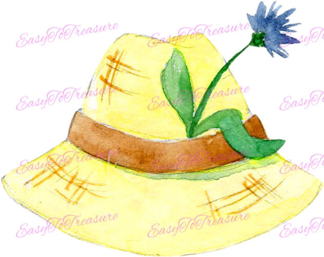 Digital Download Clipart – Garden Hat With Flower JPEG and PNG Files - Etsy
