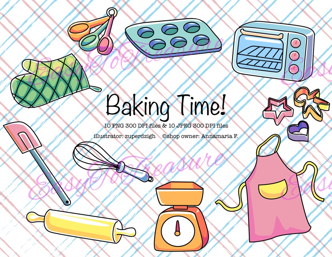 Digital Download Clipart – Variety of 10 Baking Cooking Kitchen Designs ...
