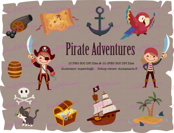 Digital Download Clipart Variety of 12 Pirate Adventure - Etsy