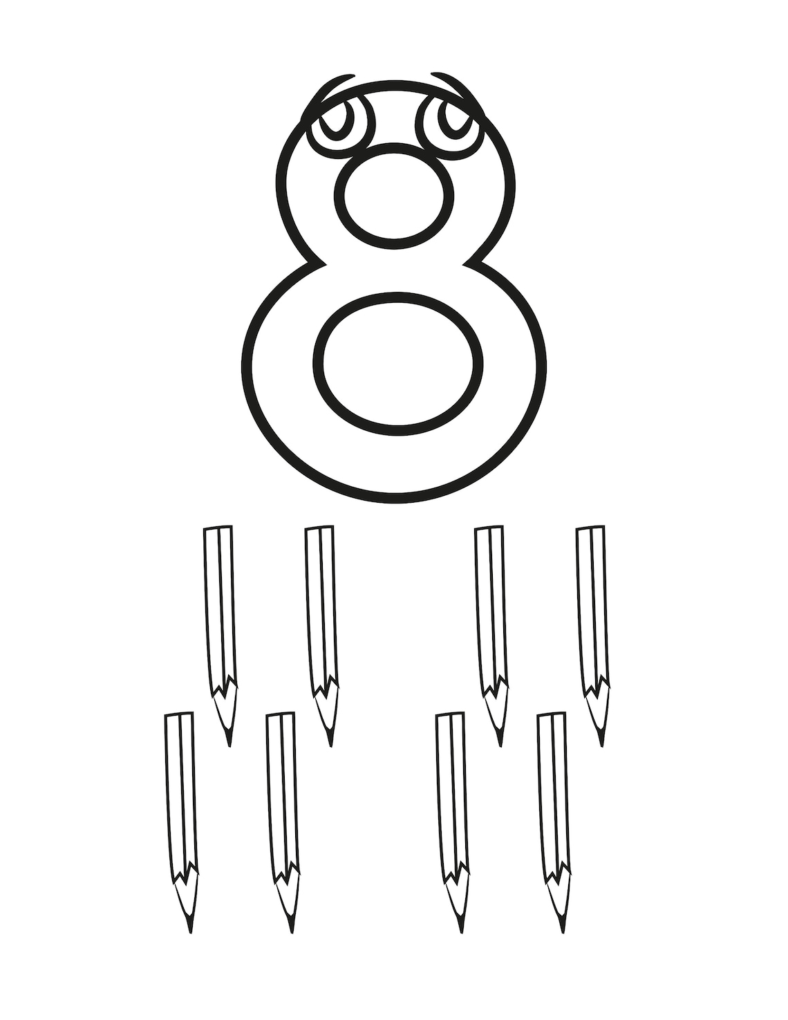 Coloring Sheet and Downloadable Clip Art Cartoon Numbers | Etsy