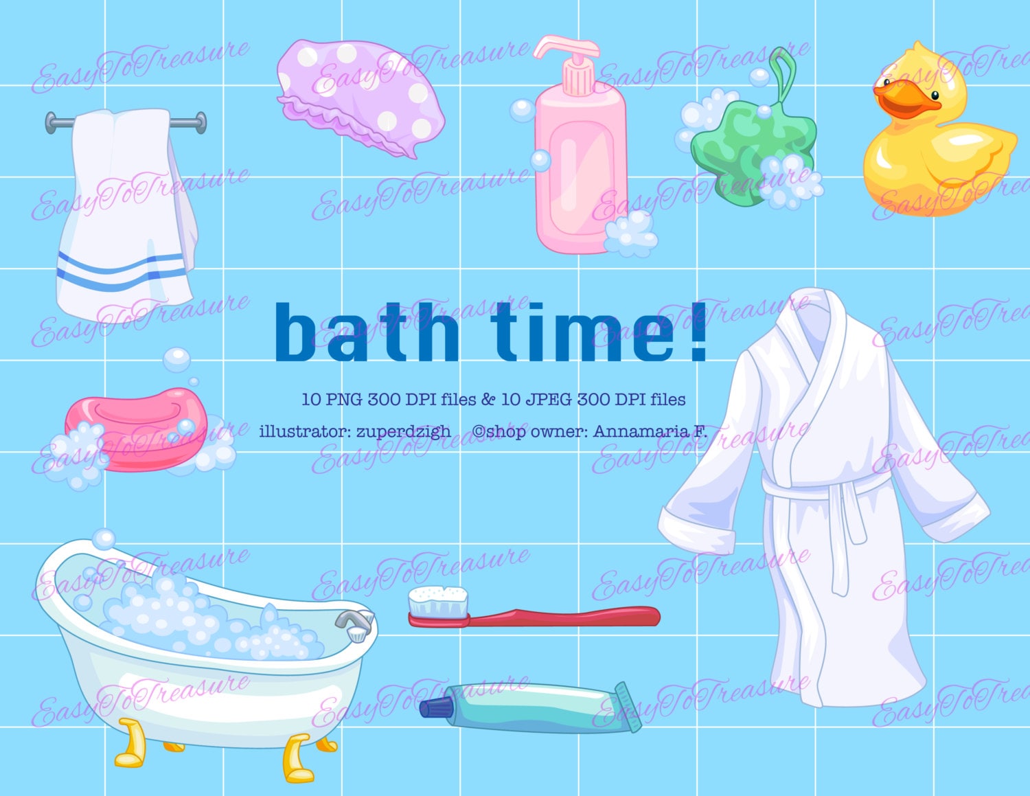 Bath Time Clipart, Rubber Ducky Clipart, Hygiene Clip Art, Bubble Bath ...