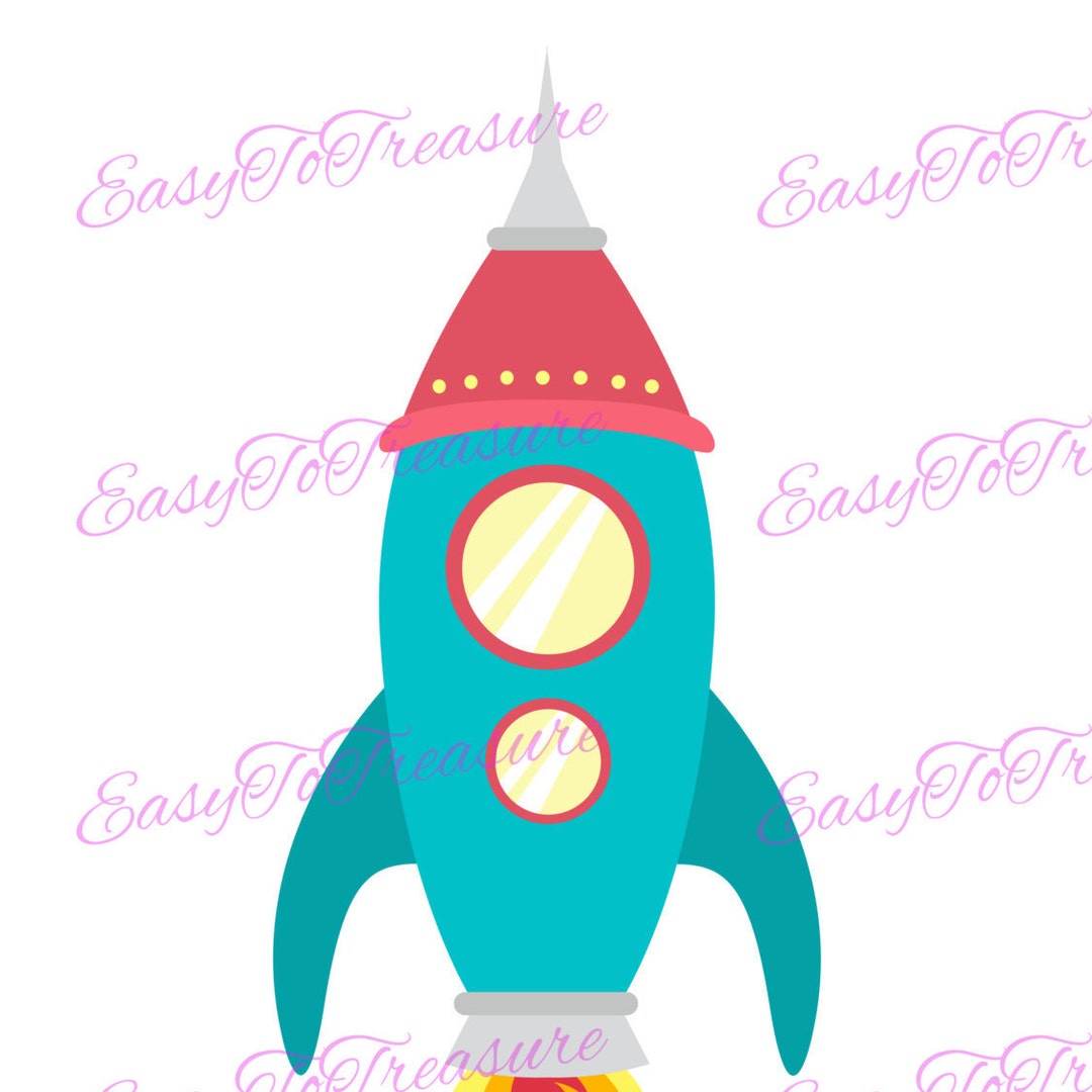 Digital Download Clipart – Rocket Spaceship and Outer Space JPEG and ...