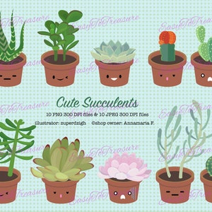 Digital Download Clipart – 10 Cactus Succulent Plants Clipart Group ...