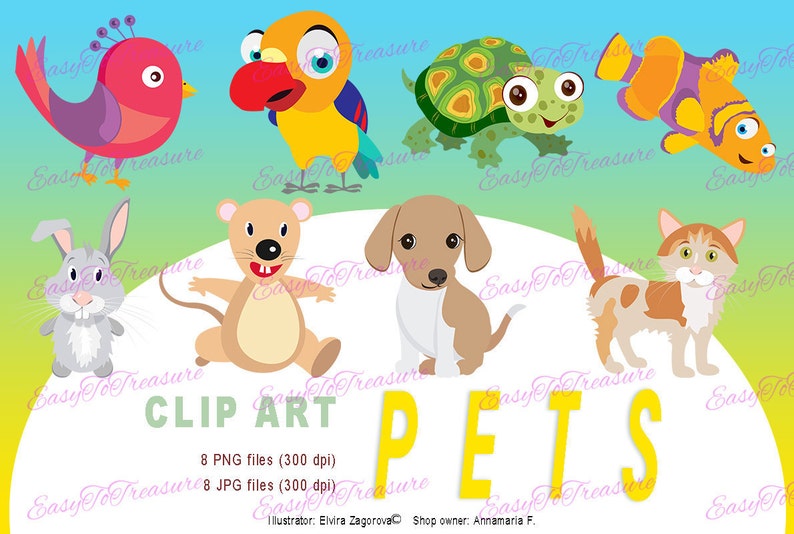 Digital Download Clipart 8 Pets, Animals Clipart Group Collection JPEG ...