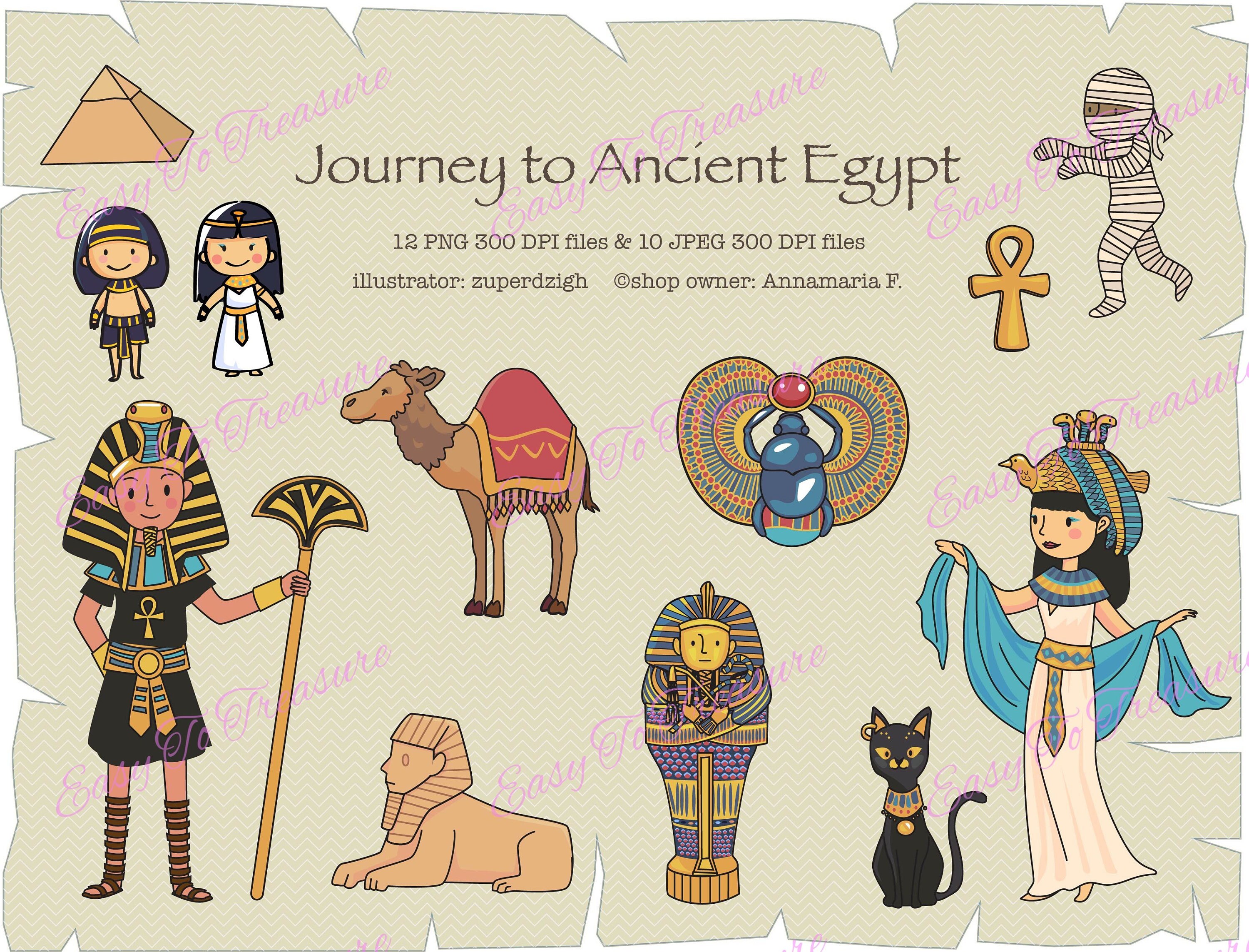 Digital Download Clipart Variety of 13 Journey to Ancient Egypt in JPEG ...