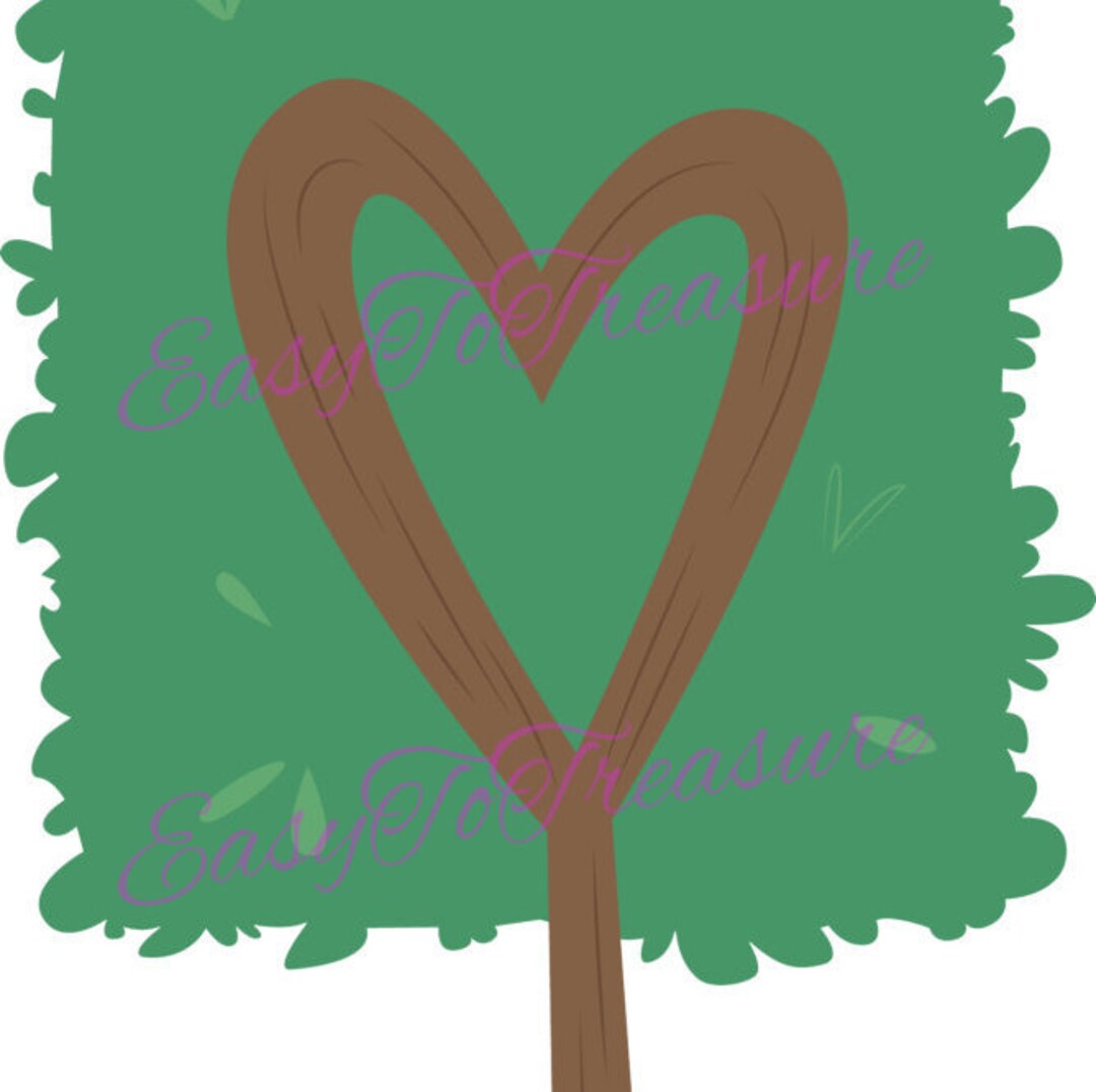 Digital Download Clipart – Rectangle Tree With Heart JPEG and PNG Files ...