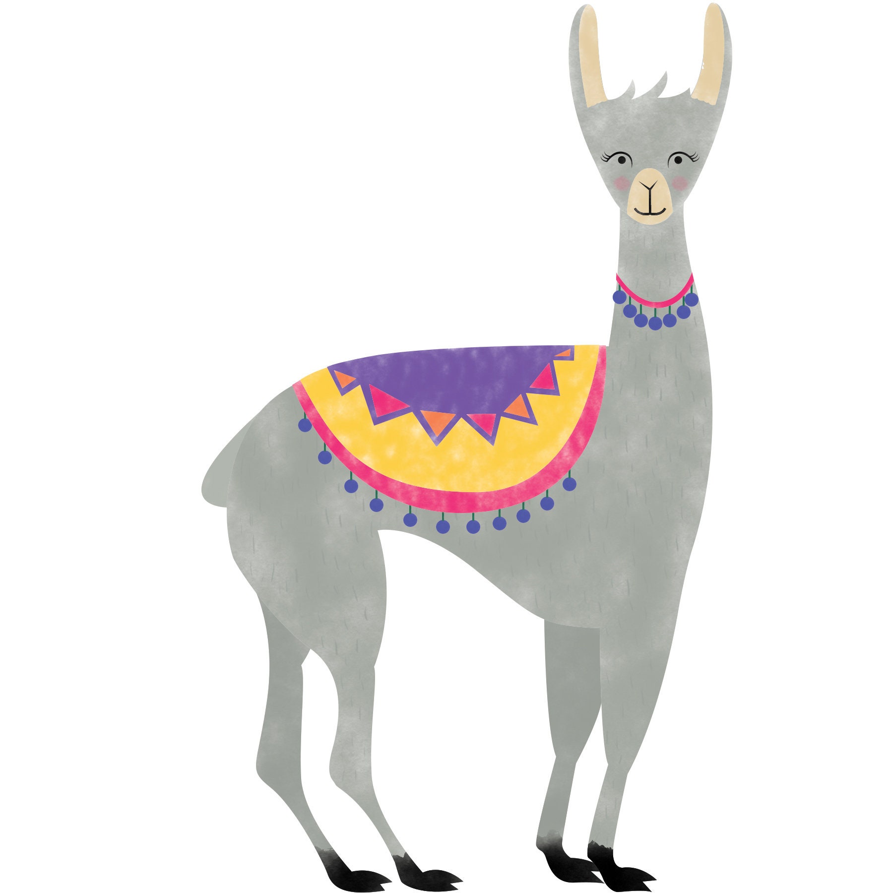 Cute llama clipart alpaca clip art cactus clip art | Etsy