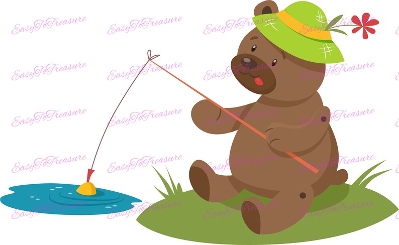 Digital Download Clipart – Fishing Teddy Bear JPEG and PNG Files - Etsy