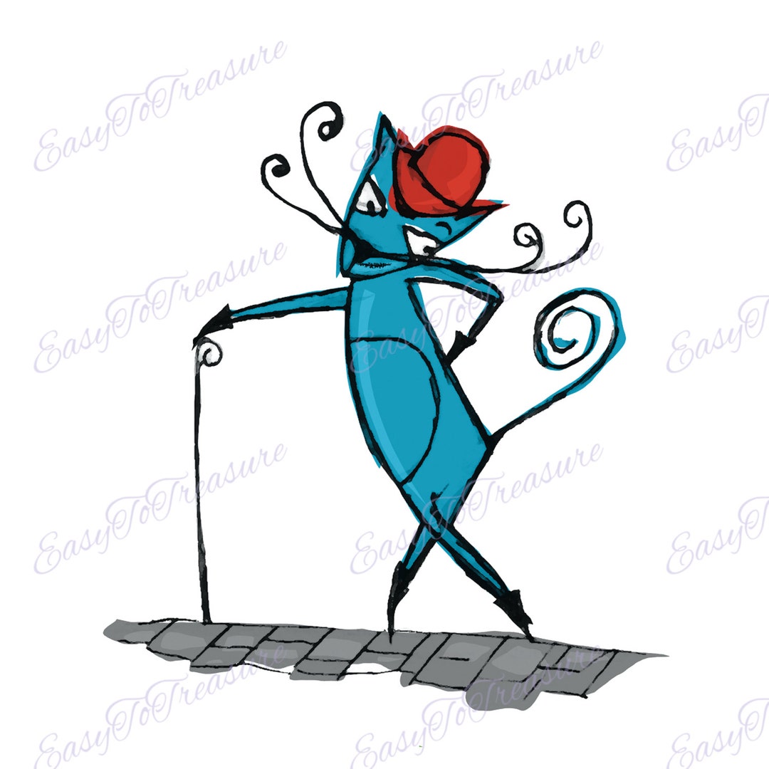 Digital Download Clipart – Dancing Cat With Top Hat and Cane JPEG and ...