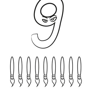 Coloring Sheet and Downloadable Clip Art, Cartoon Numbers, Original Art ...