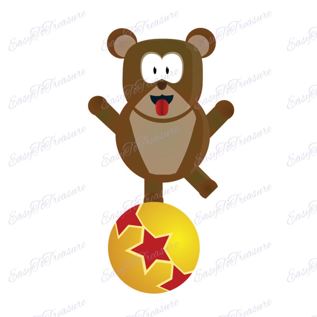 Digital Download Clipart – Balancing Bear on a Circus Ball JPEG and PNG ...