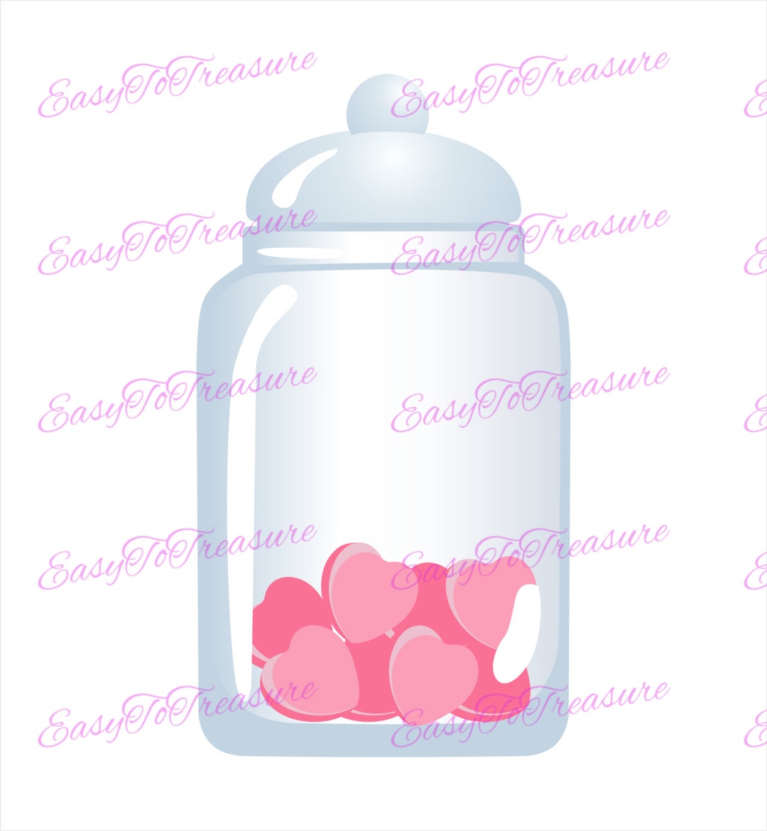 Digital Download Clipart - Glass Candy Jar With Pink Hearts JPEG and ...