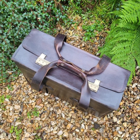 Vintage satchel ~ 1940's heavy black leather briefcas… - Gem