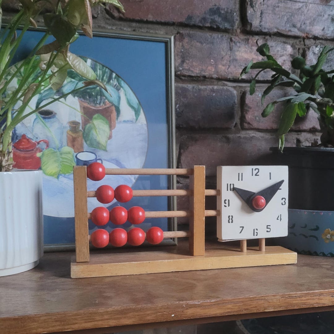 Vintage Abacus ~ 1950's USSR Child's Wooden Abacus and Clock, Vintage ...